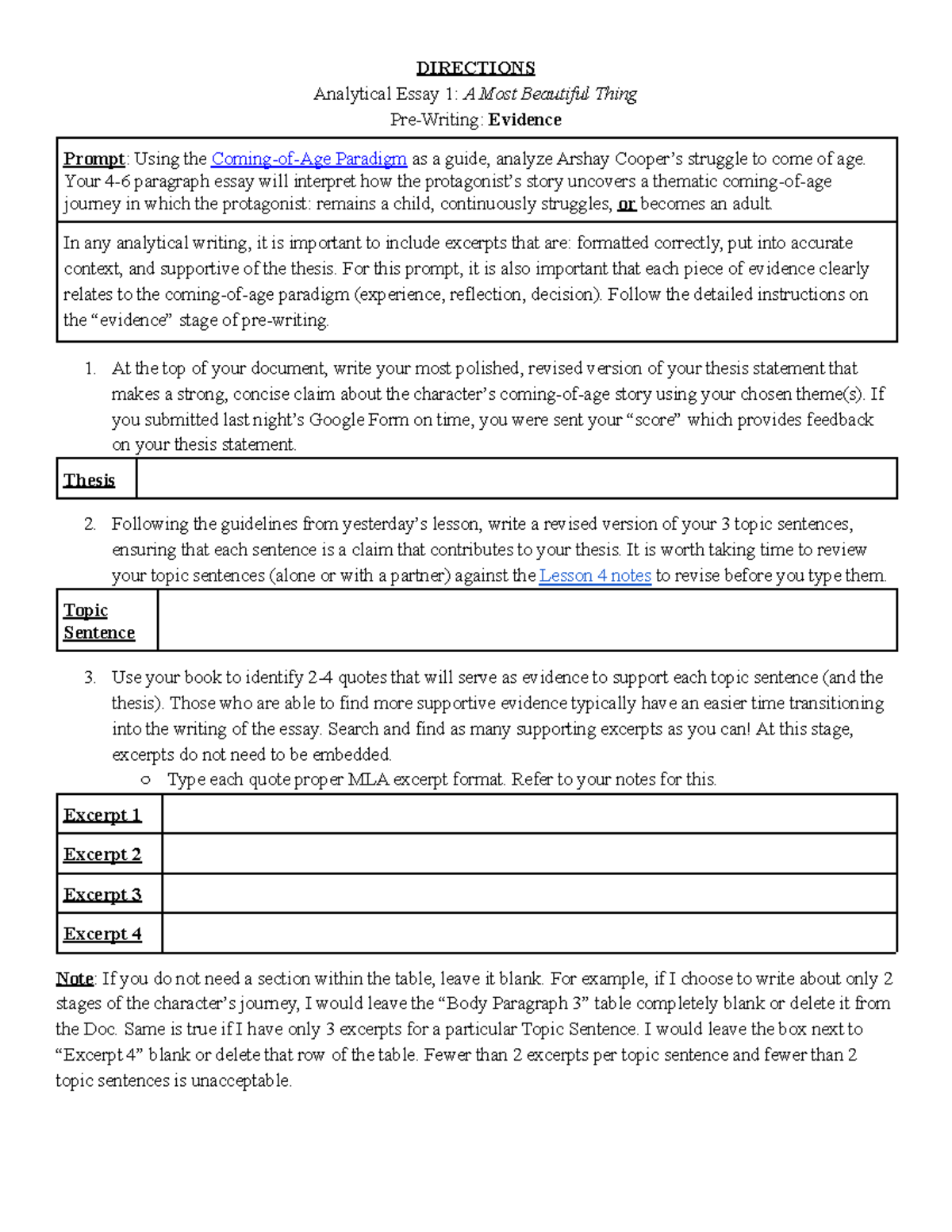 [ Directions] Analytical Essay 1 AMBT Evidence - DIRECTIONS Analytical ...