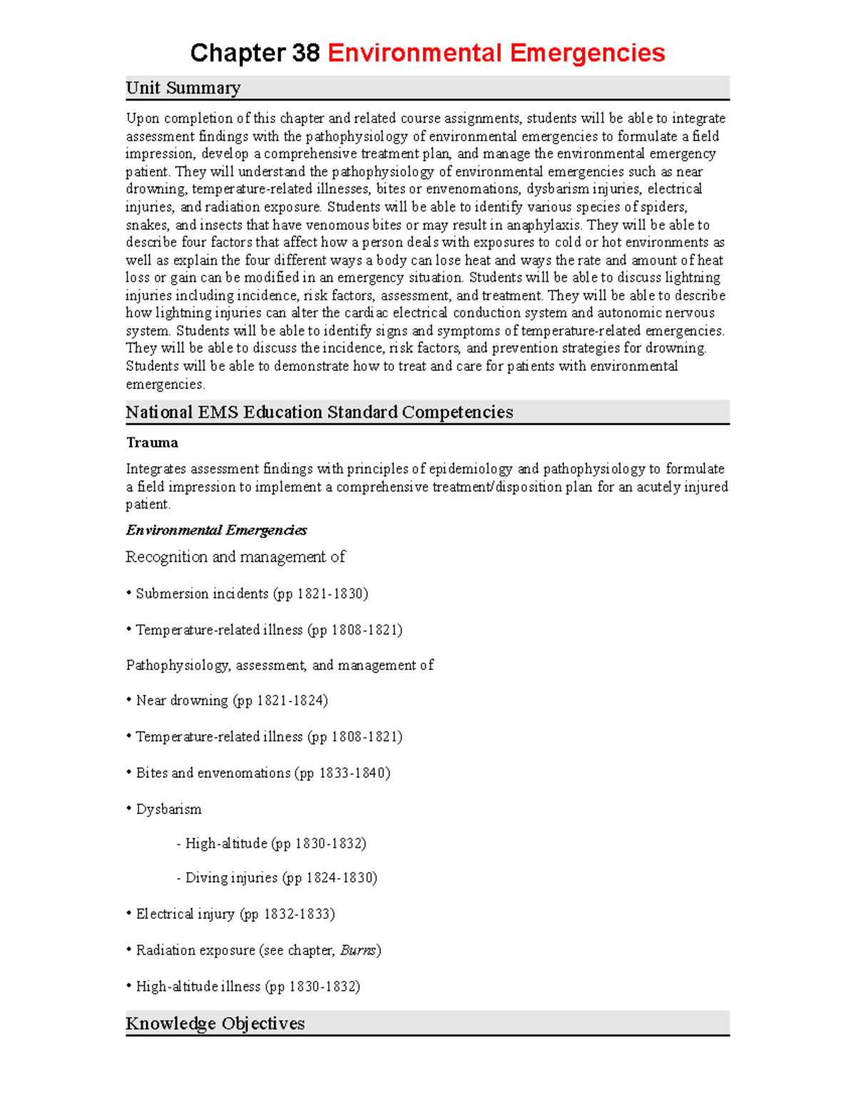 Ch38 Environmental Emergencies - Chapter 38 Environmental Emergencies ...