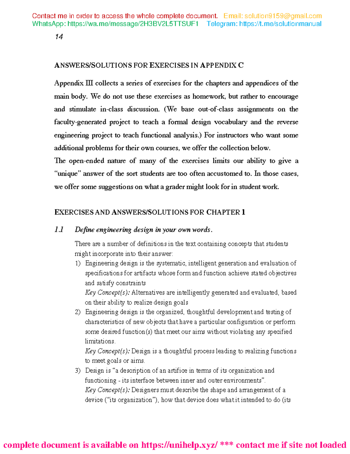Solution Manual Engineering Design 4th Editio by Dym & Little - 14 A ...