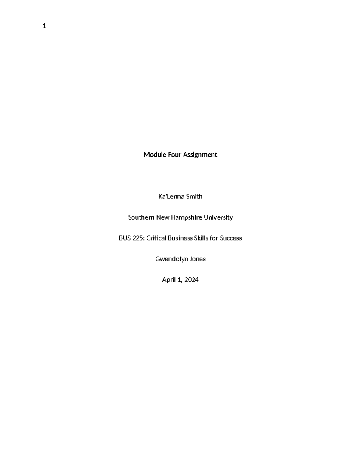 BUS225 Module Four Assignment - Module Four Assignment Ka'Lenna Smith ...
