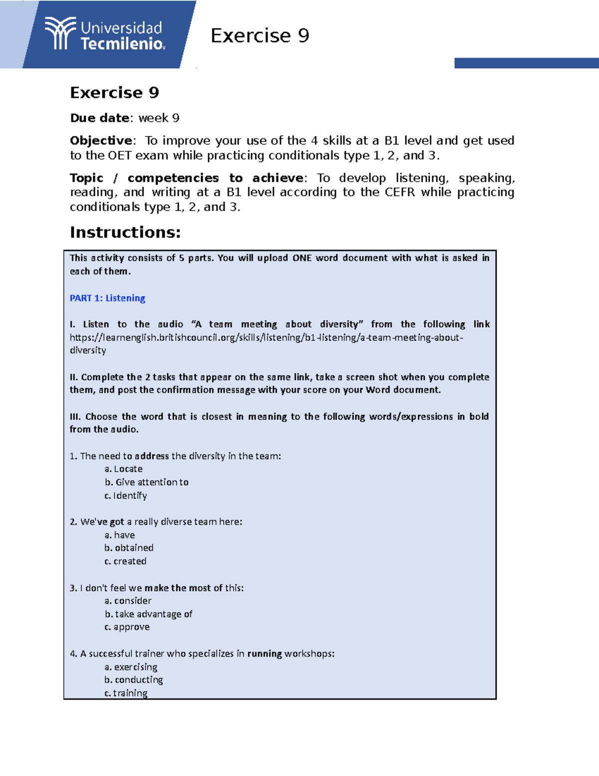 Exercise 9 - Canva - Exercise 9 Due date: week 9 Objective: To improve ...