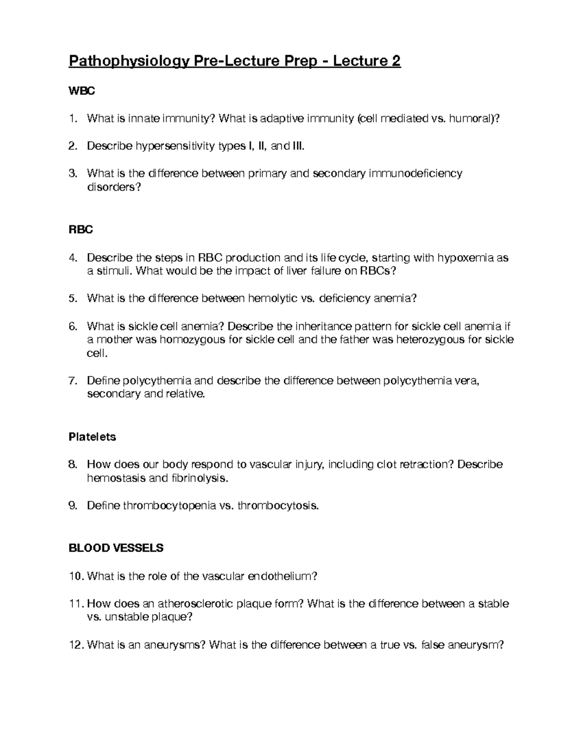 #Patho Pre Lecture Prep - ALL - WBC What is innate immunity? What is ...