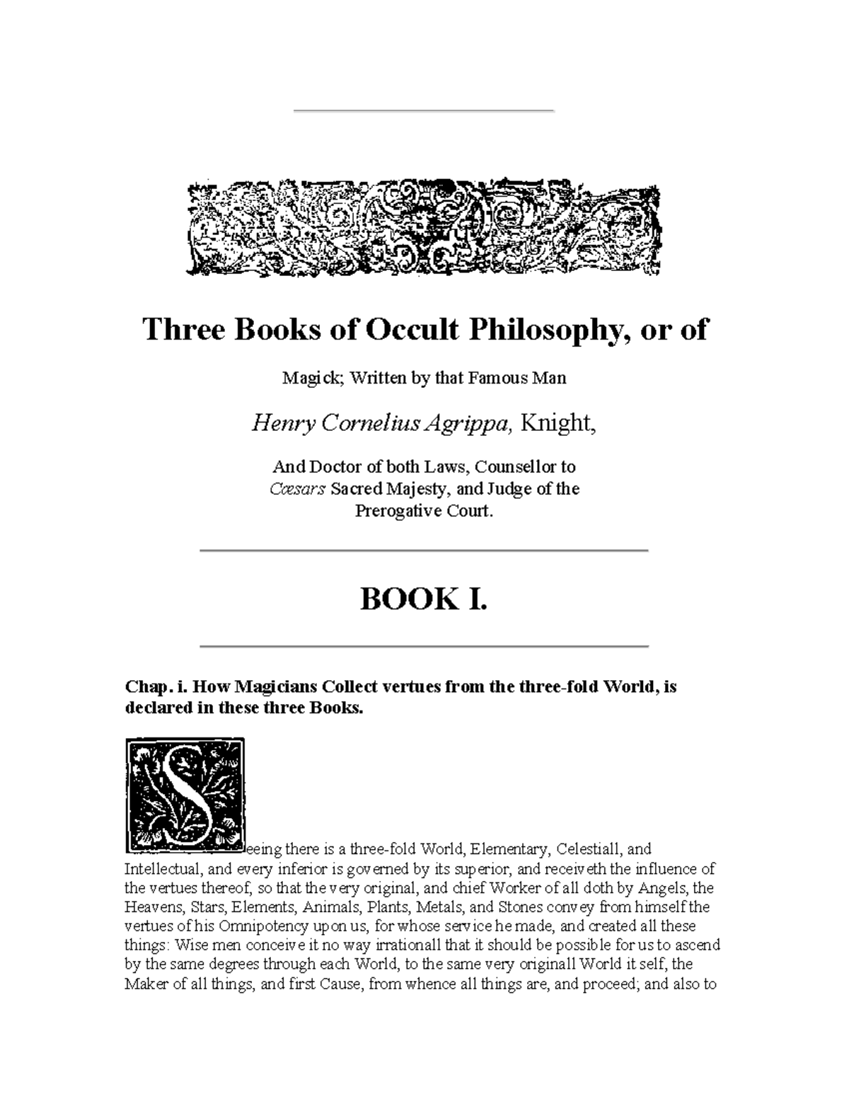 Henry Cornelius Agrippa - Three Books of Occult Philosophy, Book 1 ...