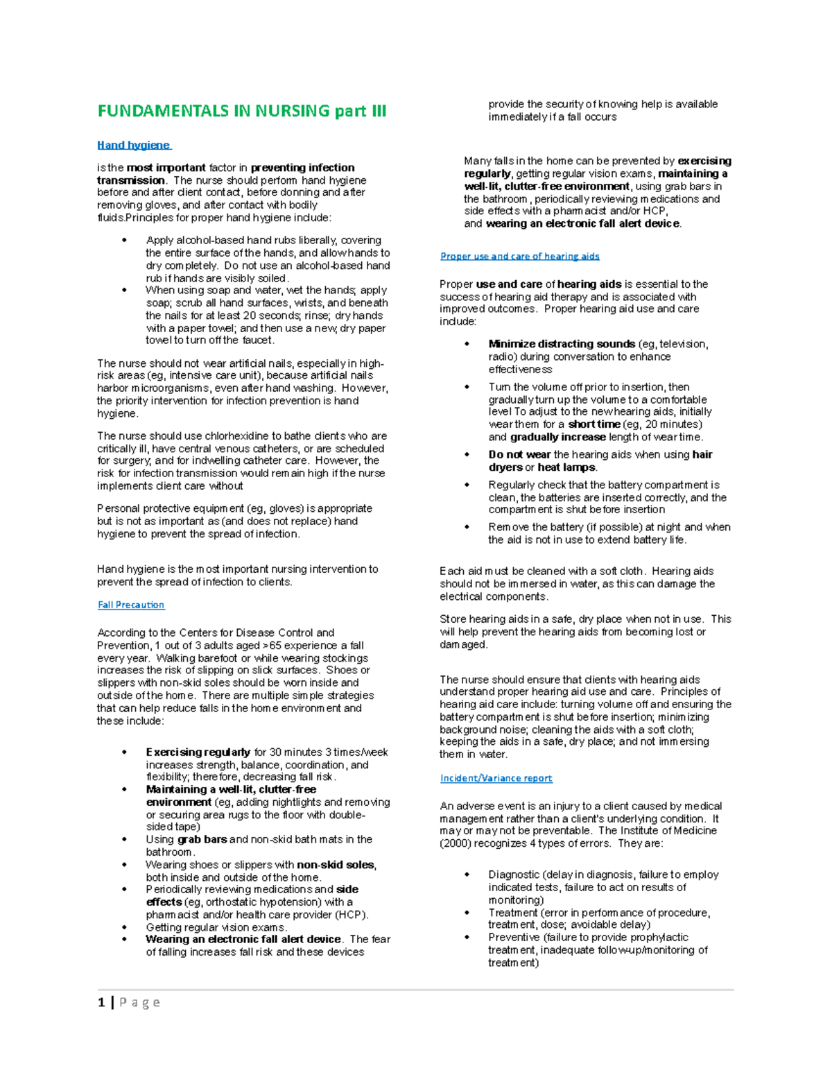 Fundamentals IN Nursing part III - FUNDAMENTALS IN NURSING part III ...