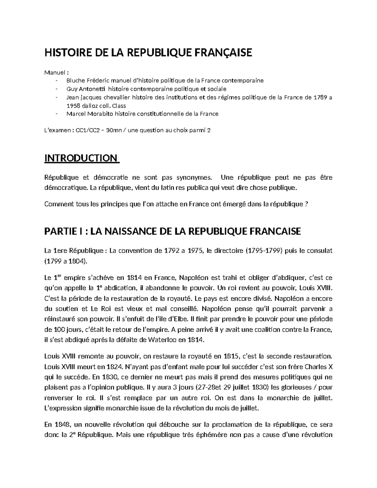 Histoire DE LA Republique Française - HISTOIRE DE LA REPUBLIQUE ...