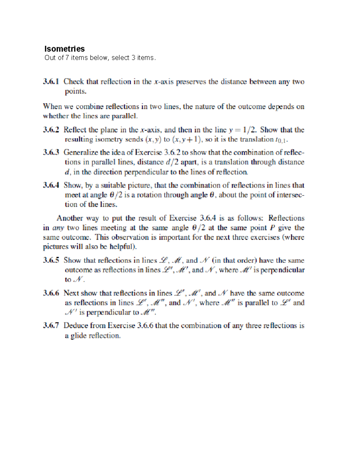 Isometries - agriculture - Isometries Out of 7 items below, select 3 ...