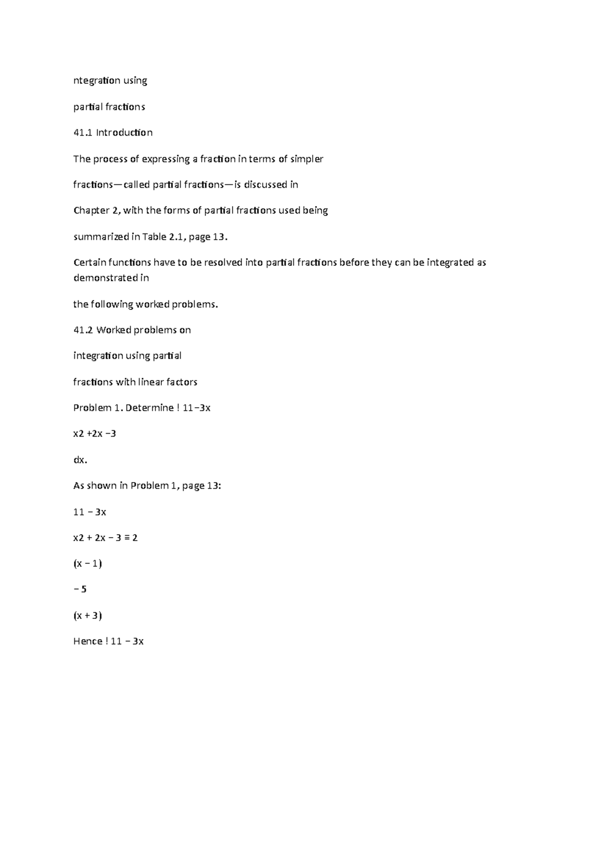 iNtegration using partial fractions - ntegration using partial ...
