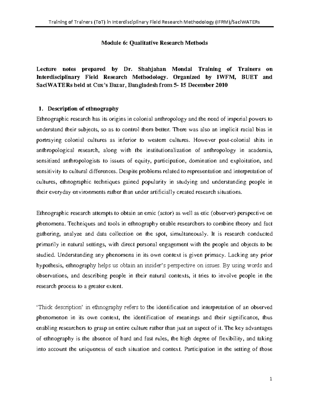 Quantitative research methods - Module 6: Qualitative Research Methods ...