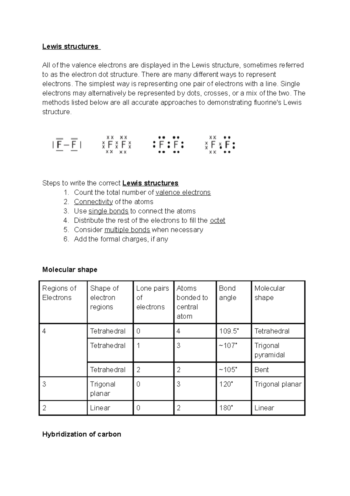 Organic chemistry 1 Chapter 1 - Lewis structures All of the valence ...