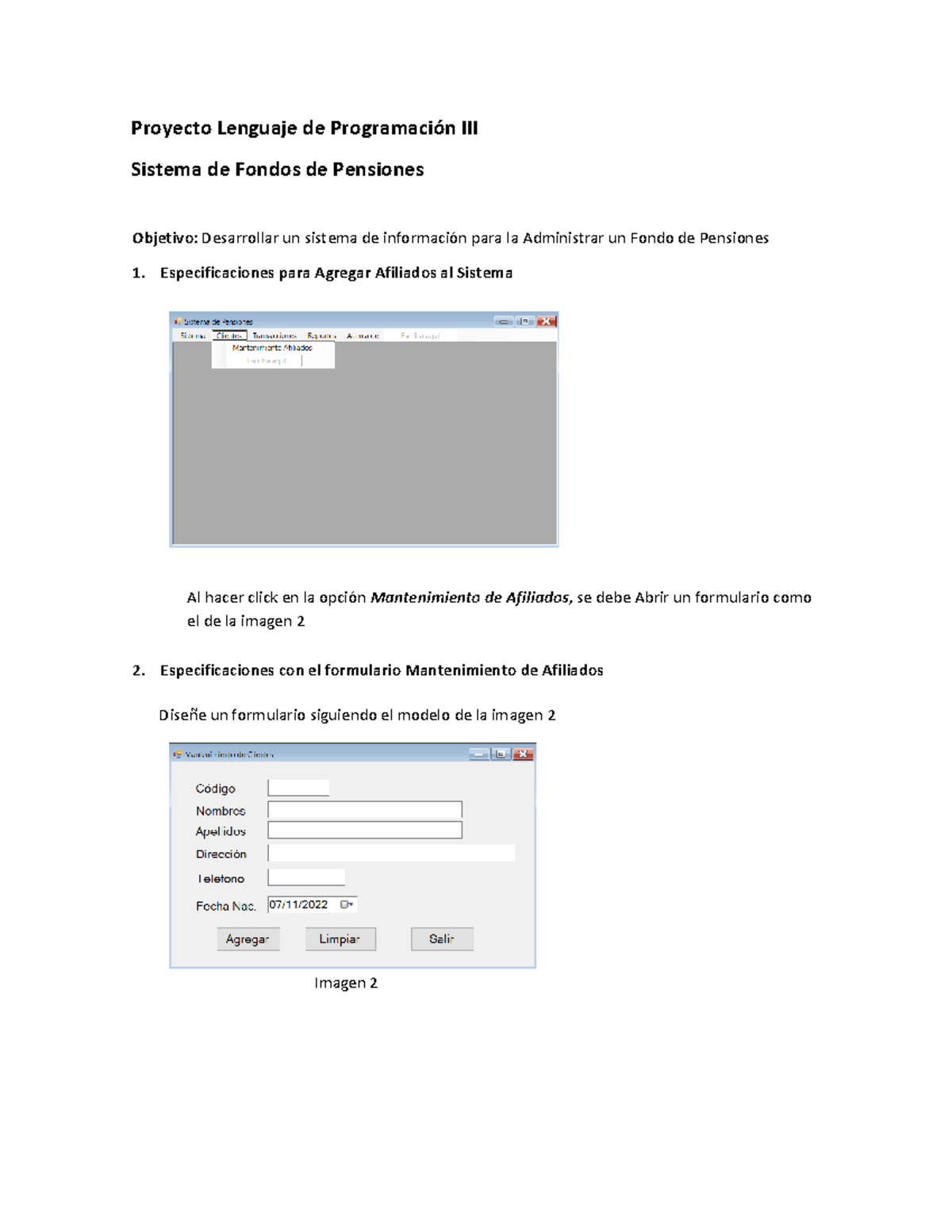 Proyecto Lenguaje de Programación III - Agregar Afiliados - Proyecto Lenguaje de Programación ...