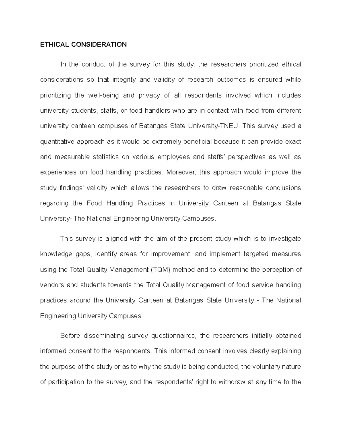 Ethical- Consideration - ETHICAL CONSIDERATION In the conduct of the ...