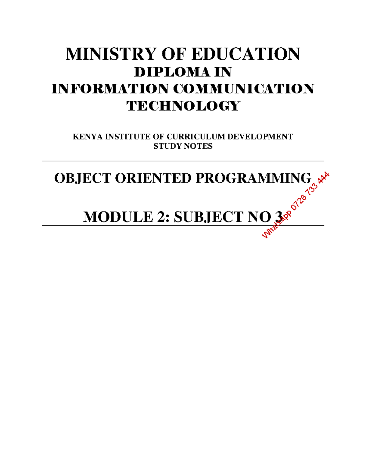 OOP - DICT - MINISTRY OF EDUCATION DIPLOMA IN INFORMATION COMMUNICATION ... OOP - DICT - MINISTRY OF EDUCATION DIPLOMA IN INFORMATION COMMUNICATION ...