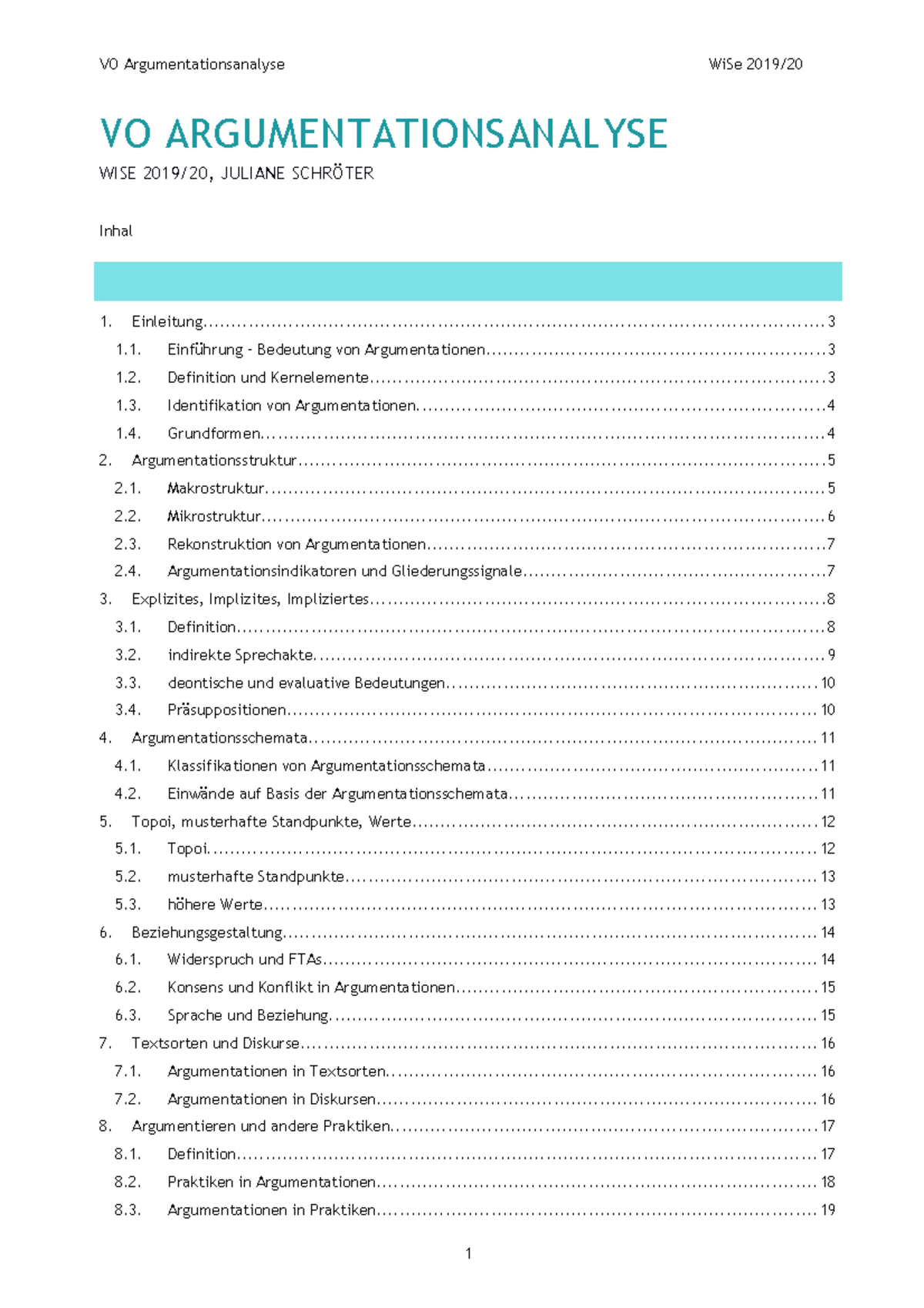 Zusammenfassung VO Argumentationsanalyse Schröter - VO ARGUMENTATIONSANALYSE WISE 2019/20 ...