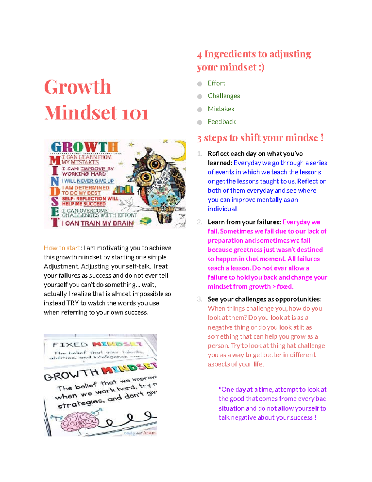 Growth mindset 101 - Growth Mindset 101 How to start: I am motivating ...