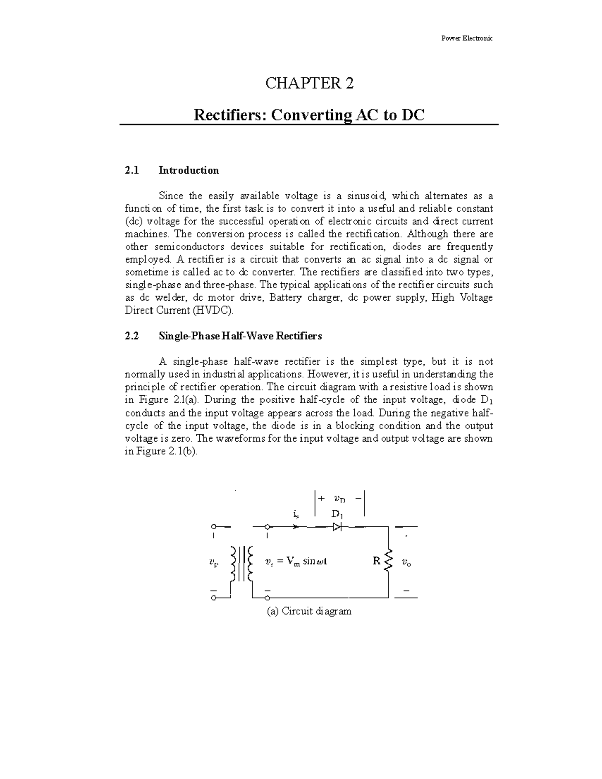pr_0faa72cc5e4603a176b938cd685d7563 - Power Electronic CHAPTER 2 Rectifiers: Converting AC to DC ...