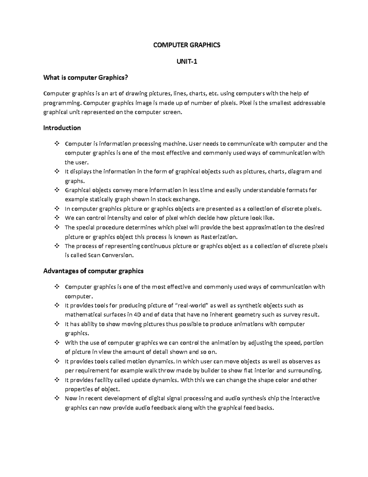 CG-UNIT I - computer graphics unit 1 - COMPUTER GRAPHICS UNIT- What is computer Graphics ...