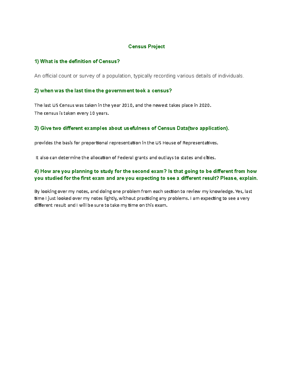 Census Project - N/A - Census Project 1) What is the definition of ...