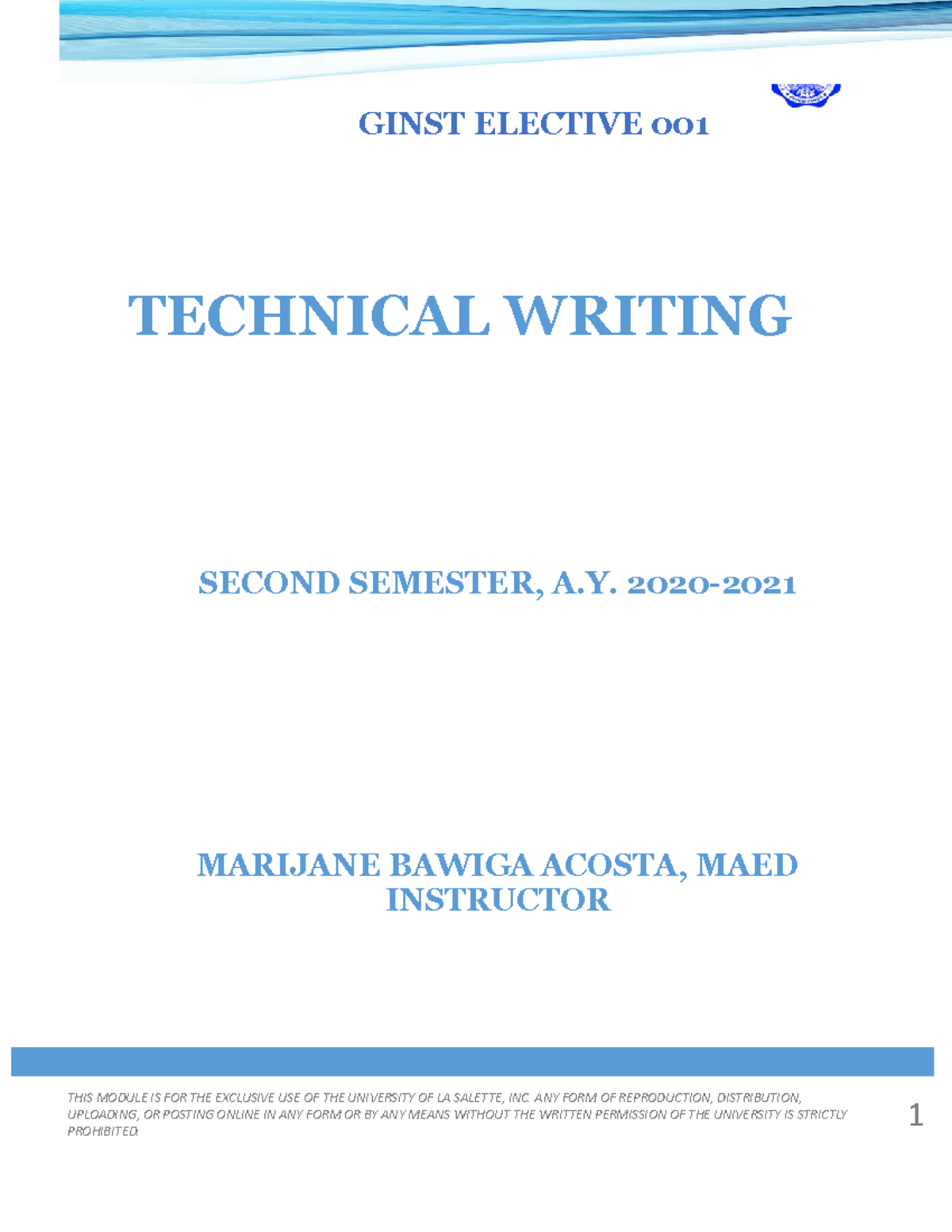 Technical Writing Module 3 Manuals and Instructions - GINST ELECTIVE ...