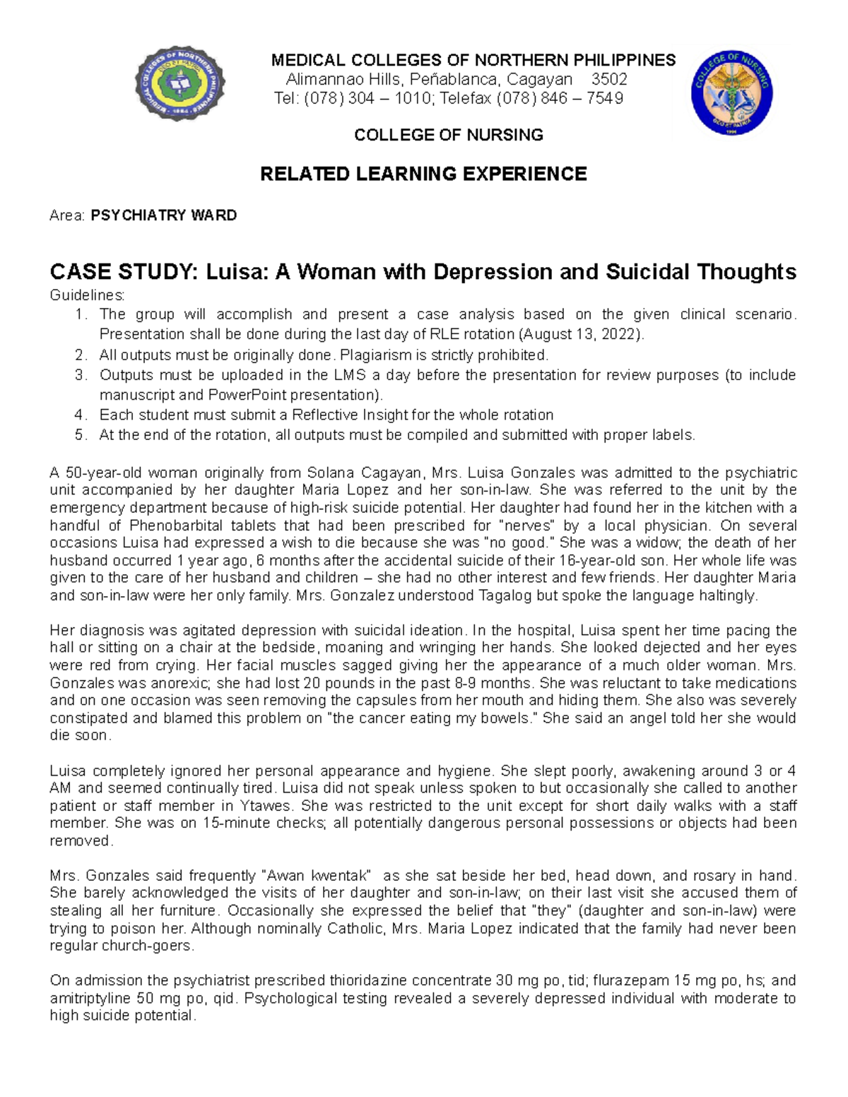 Depression - NOTES - MEDICAL COLLEGES OF NORTHERN PHILIPPINES Alimannao ...