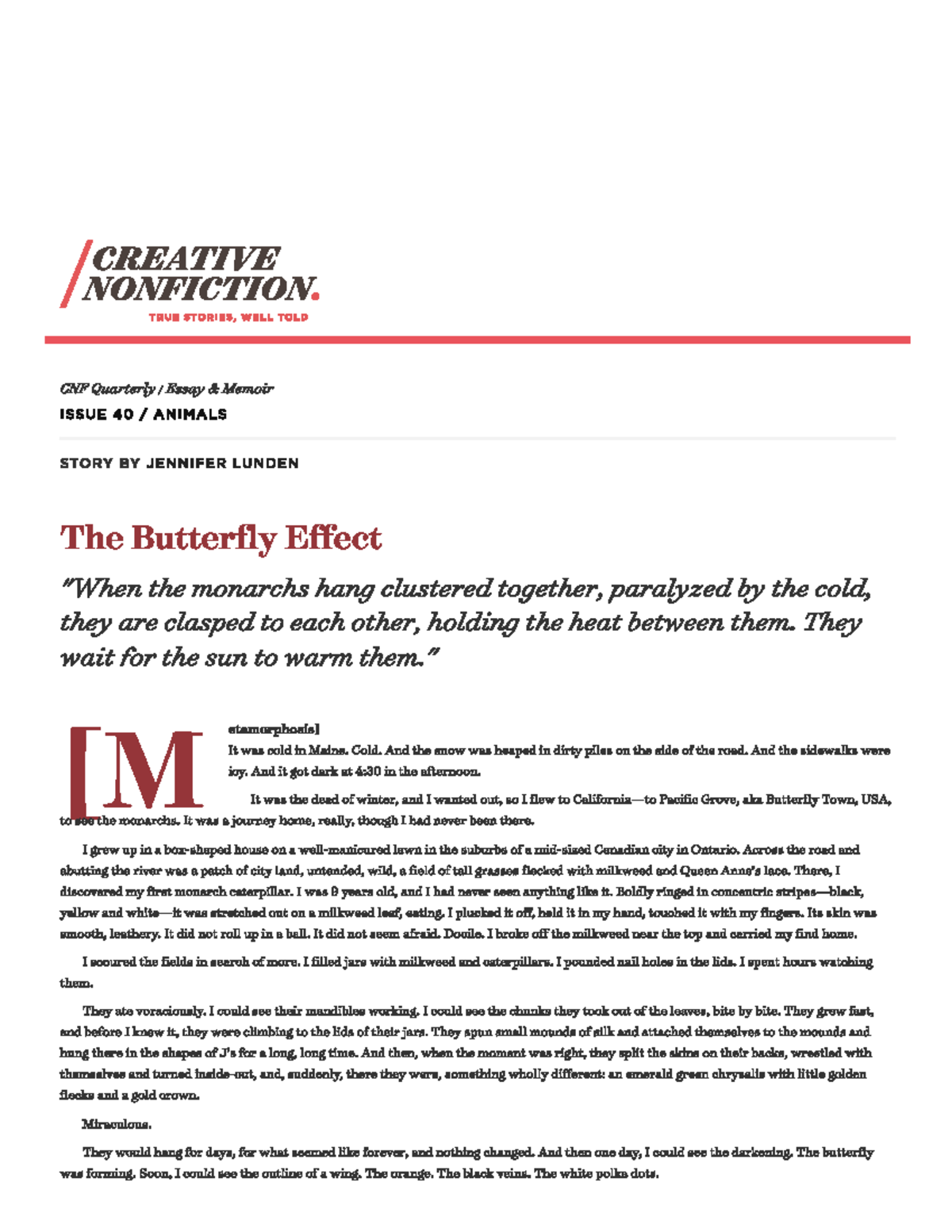 03.Lunden.The Butterfly Effect - CREATIVE NONFICTION. TRUE STORIES ...