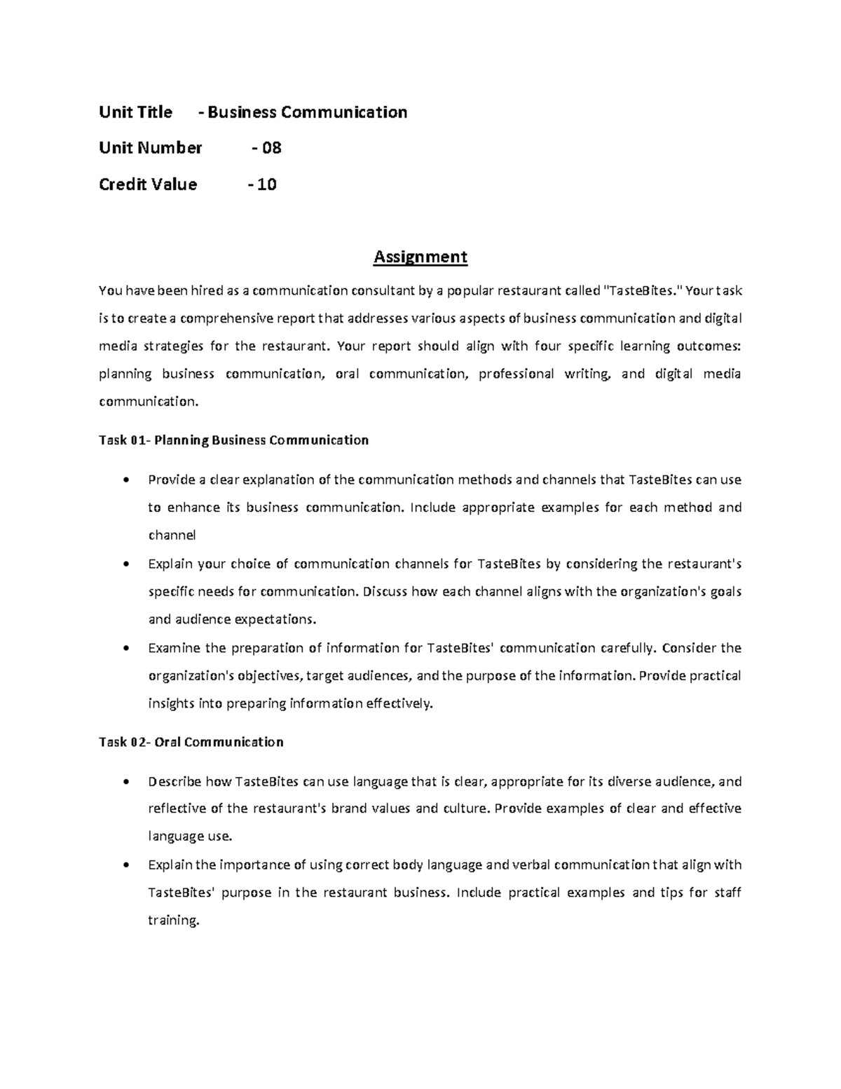 6083-1702625851370-Unit 08- Assignment + 2 minutes pitch- New - Unit ...