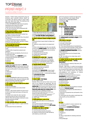 Preboard 2 NP2 Ratio - TOPRANK REVIEWER - NURSING PRACTICE 2 Situation Routine postpartum care ...