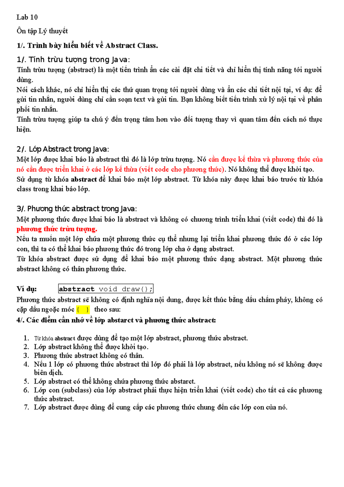 Lab LT 10 - Bbnnn - Lab 10 Ôn tập Lý thuyết 1/. Trình bày hiểu biết về ...