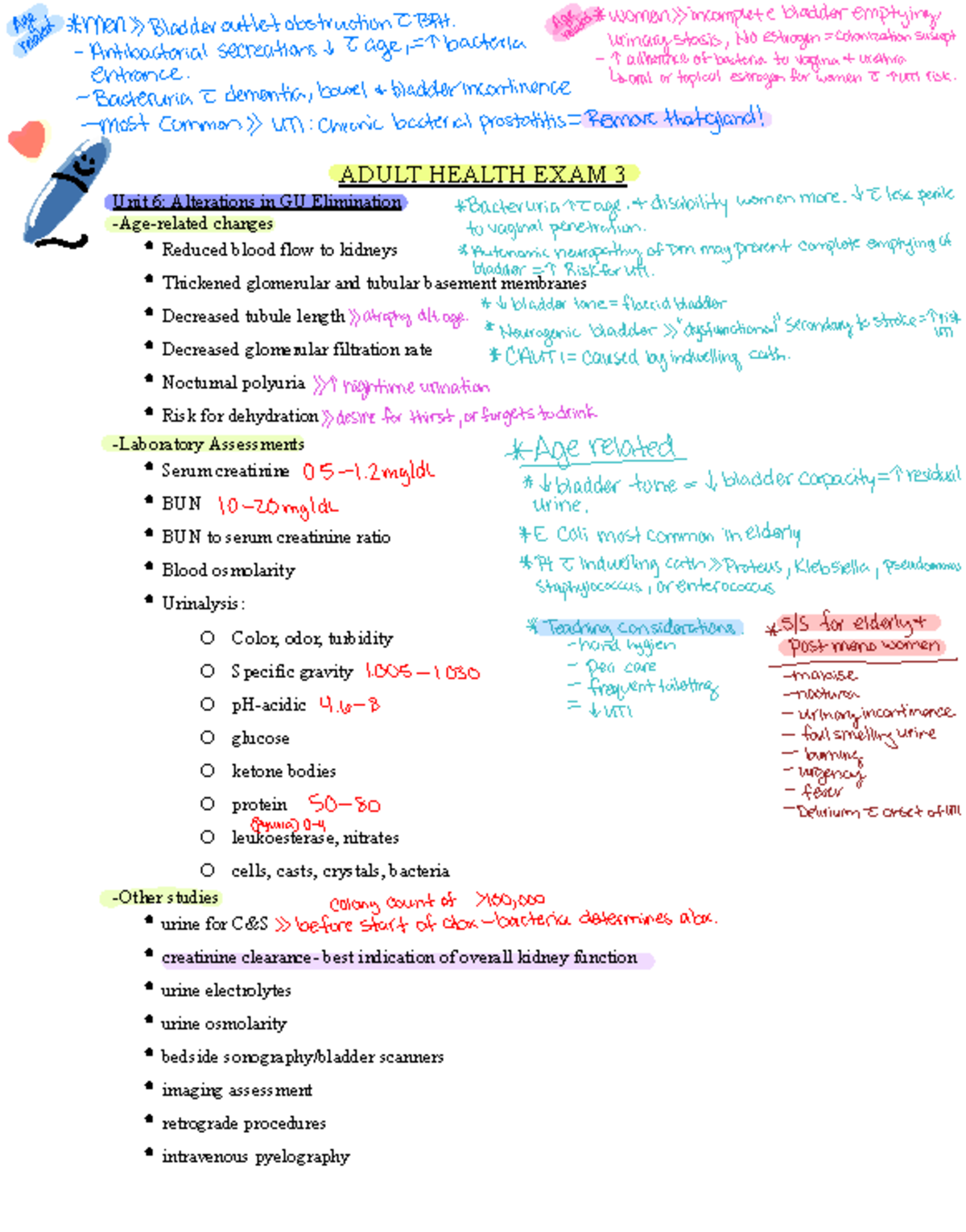 Adult health exam 3 notes - ADULT HEALTH EXAM 3 Unit 6: Alterations in ...