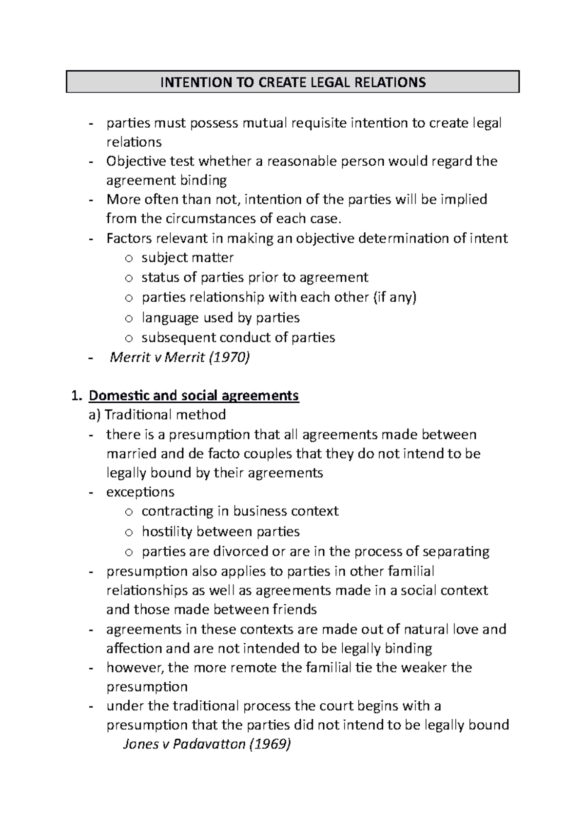 Intention To Create Legal Relations - INTENTION TO CREATE LEGAL ...