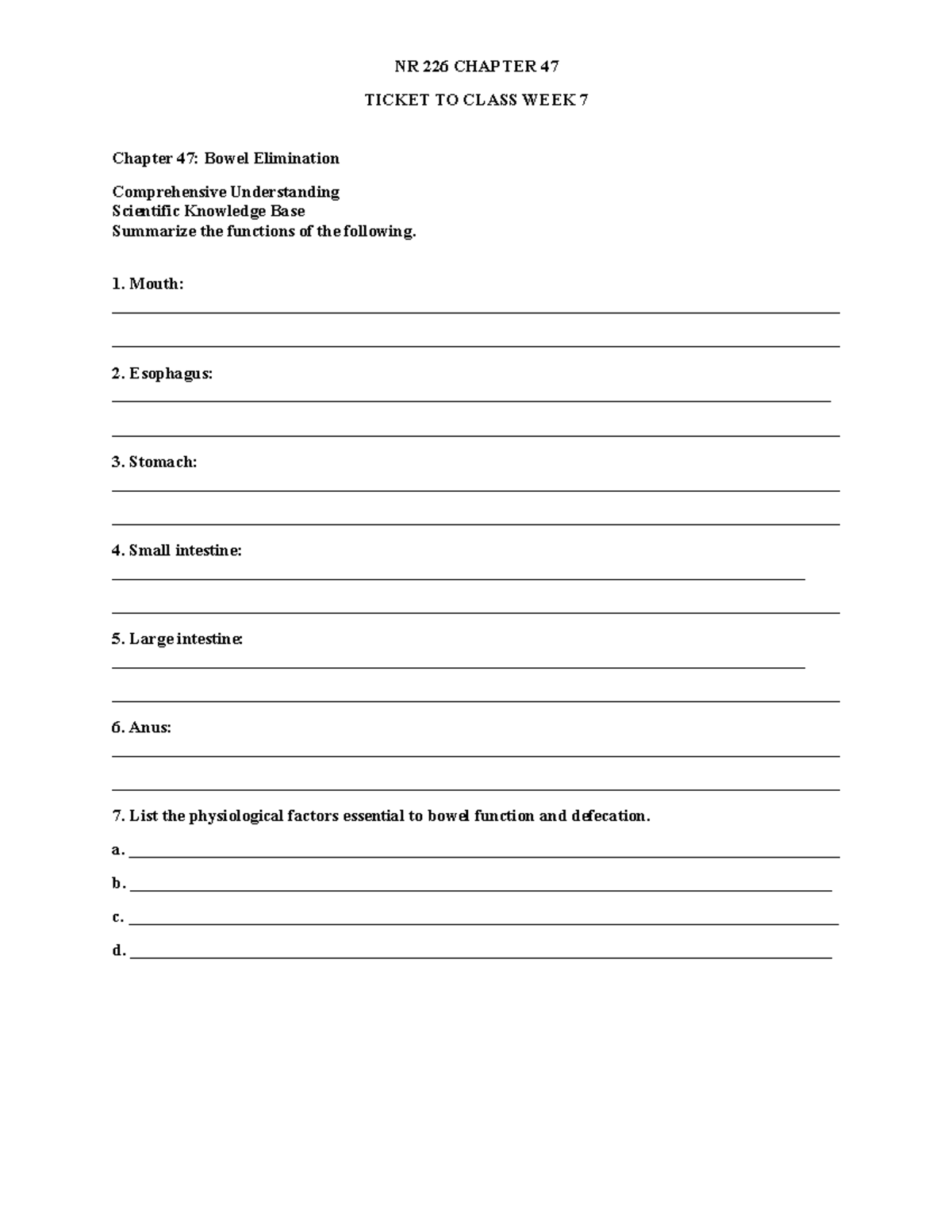 Ticket To Class Week 7 - Assignment NR226 - TICKET TO CLASS WEEK 7 ...