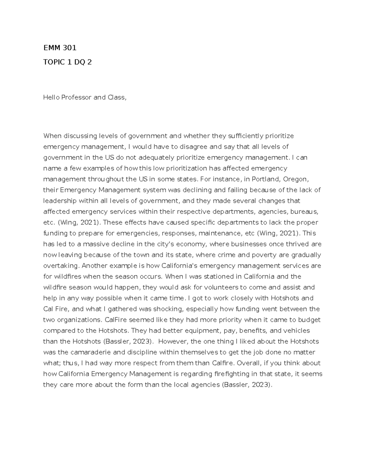 EMM 301 Topic 1 DQ 2 - G2G - EMM 301 TOPIC 1 DQ 2 Hello Professor and ...