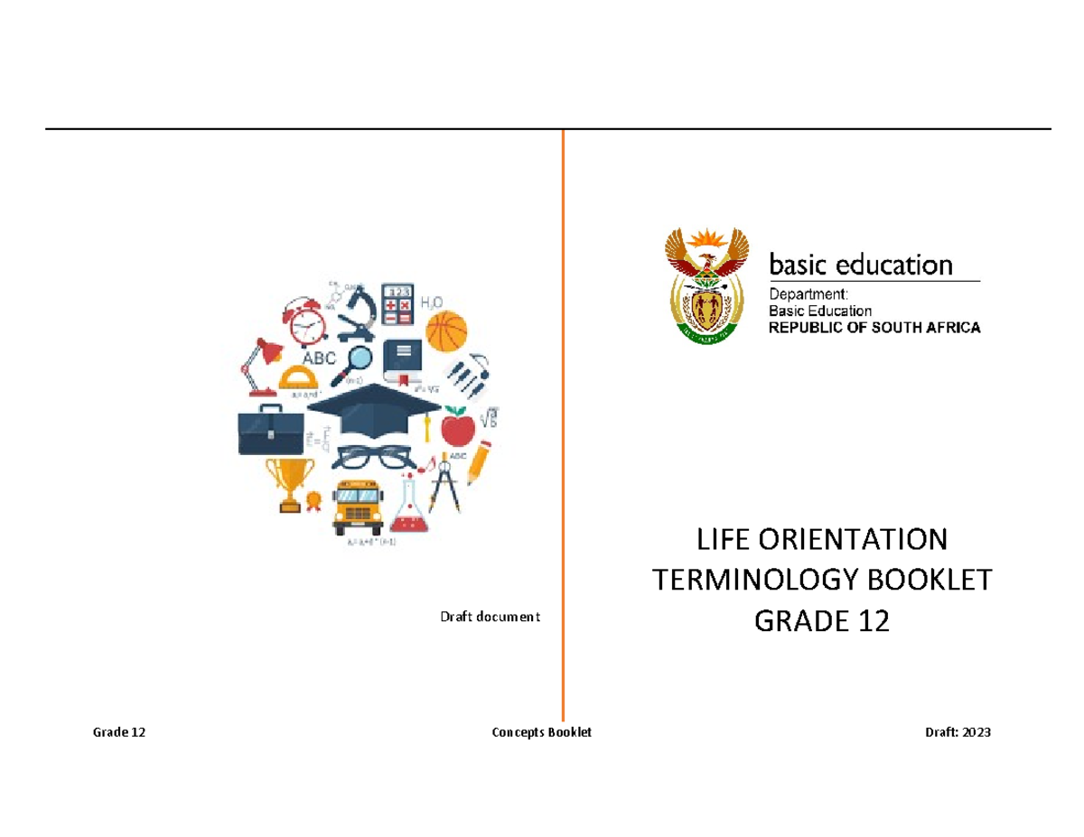 Concepts Booklet GR 12 - Classwork - Grade 12 Concepts Booklet Draft: 2023 LIFE ORIENTATION ...