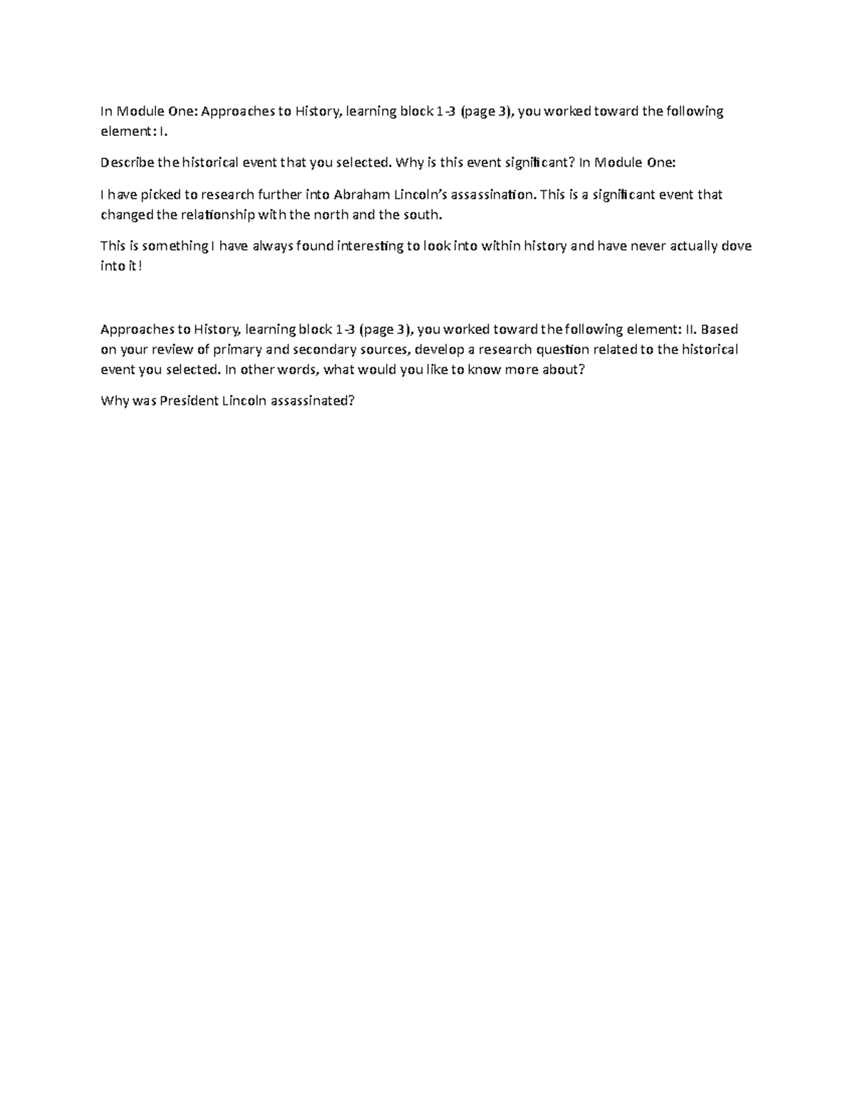 Writing Module 1 - Use to frame your answers! - In Module One ...