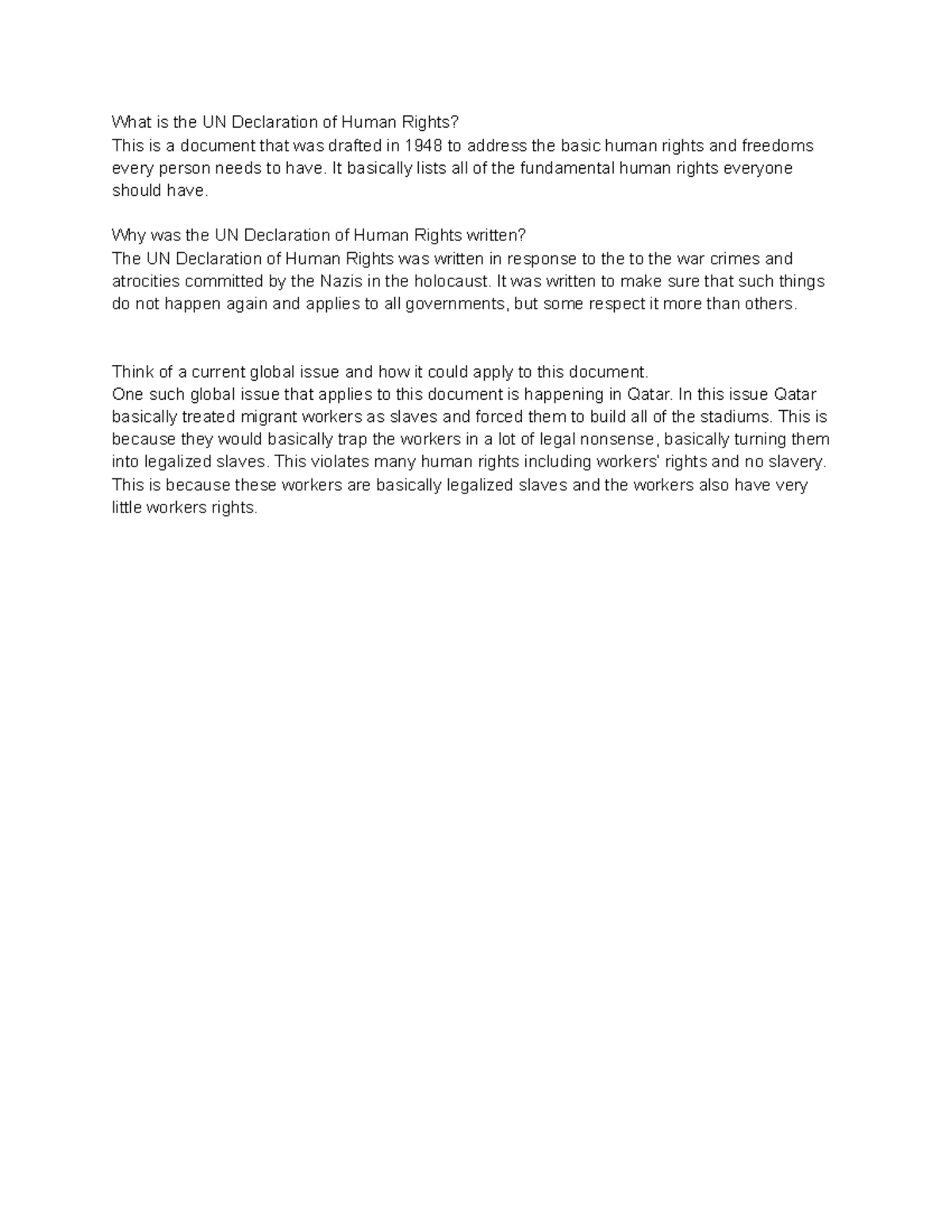 UN Declaration of Human Rights - It basically lists all of the ...