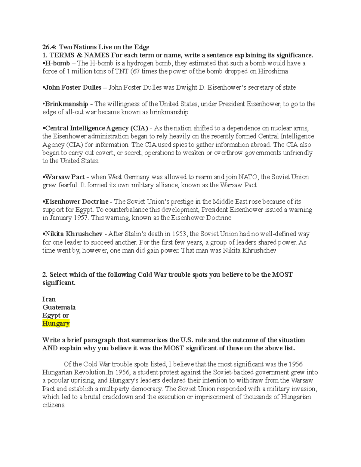 26.4 Two Nations Live on the Edge Qs (Complete) - 26: Two Nations Live ...