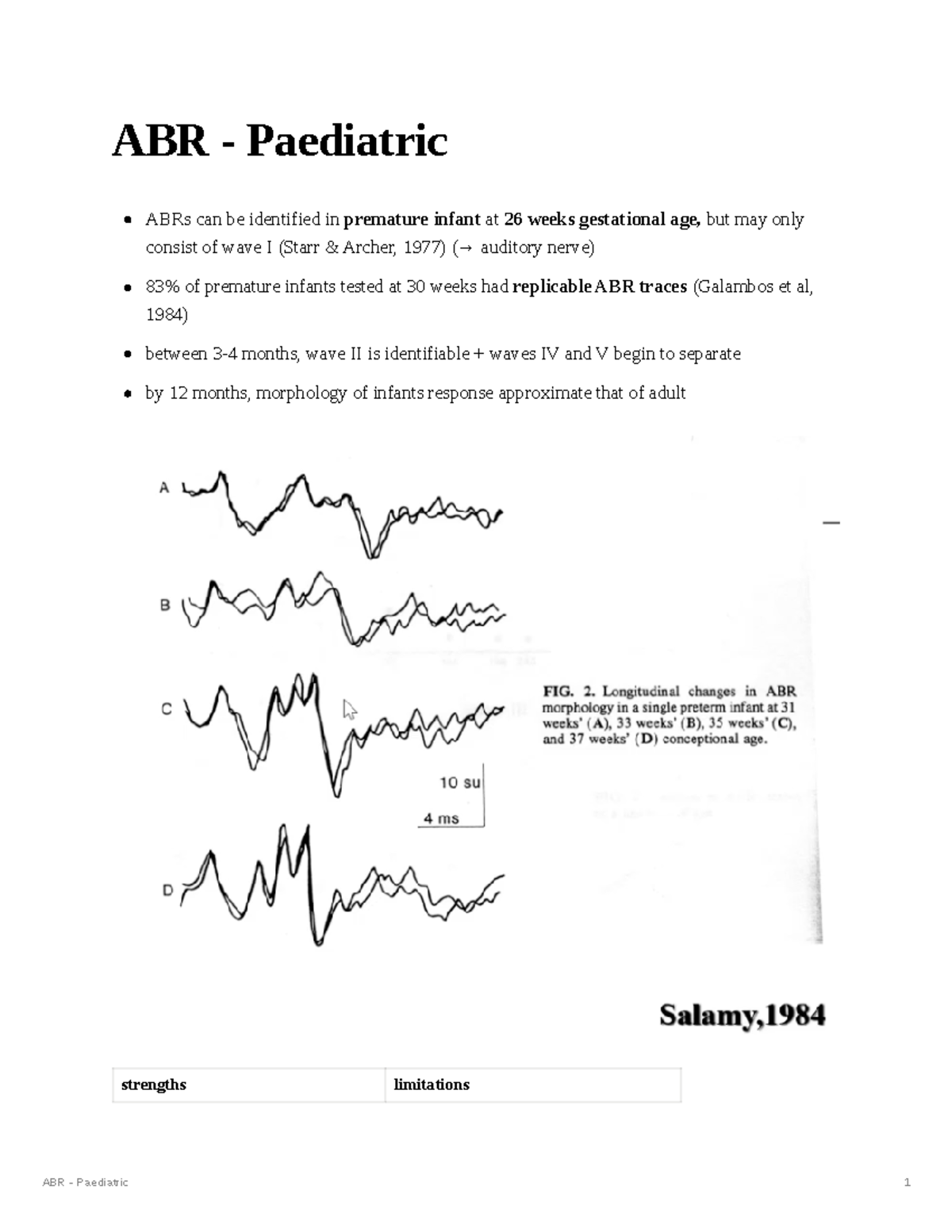 ABR - Paediatric - lecture notes - ABR - Paediatric ABRs can be ...