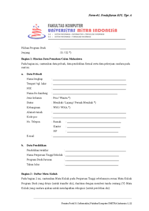 Formulir RPL 01 (11 files merged) - Form-01. Pendaftaran RPL Tipe A ...