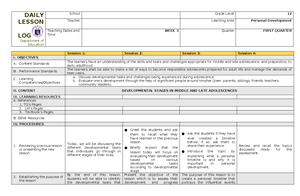 Perdev Q1 WEEK2 - Personal Development guide - DAILY LESSON LOG ...