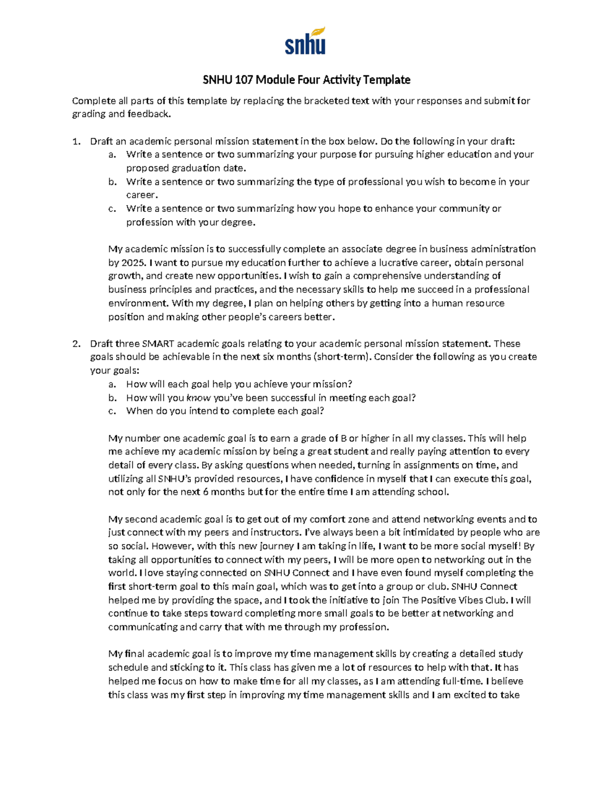 SNHU107M4 - Assignment for Module 4 - SNHU 107 Module Four Activity ...