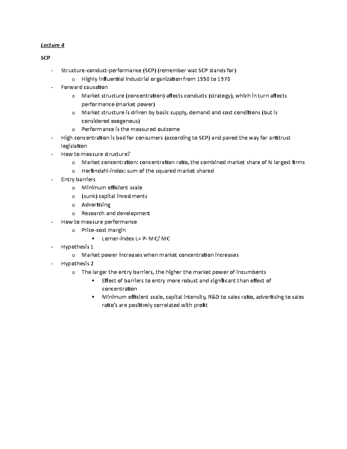 Organisation and strategy lectures - Lecture 4 SCP Structure-conduct ...