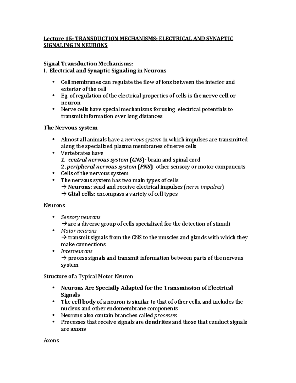 Lecture 15 - Lecture 15: TRANSDUCTION MECHANISMS: ELECTRICAL AND ...