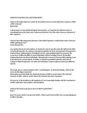 Genetics Final EXAM Notes - GENETICS FINAL EXAM NOTES What is a "probe ...