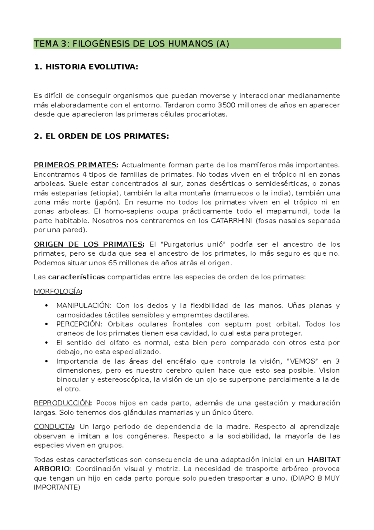 TEMA 3. Filogénesis DE LOS Humanos - TEMA 3: FILOGÉNESIS DE LOS HUMANOS ...