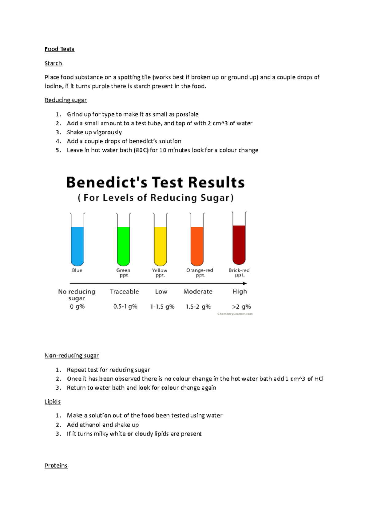8C Food Tests - Food Tests Starch Place food substance on a spotting ...