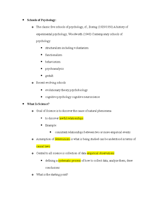 Introduction history psy notes 1 - Introduction to the History and ...