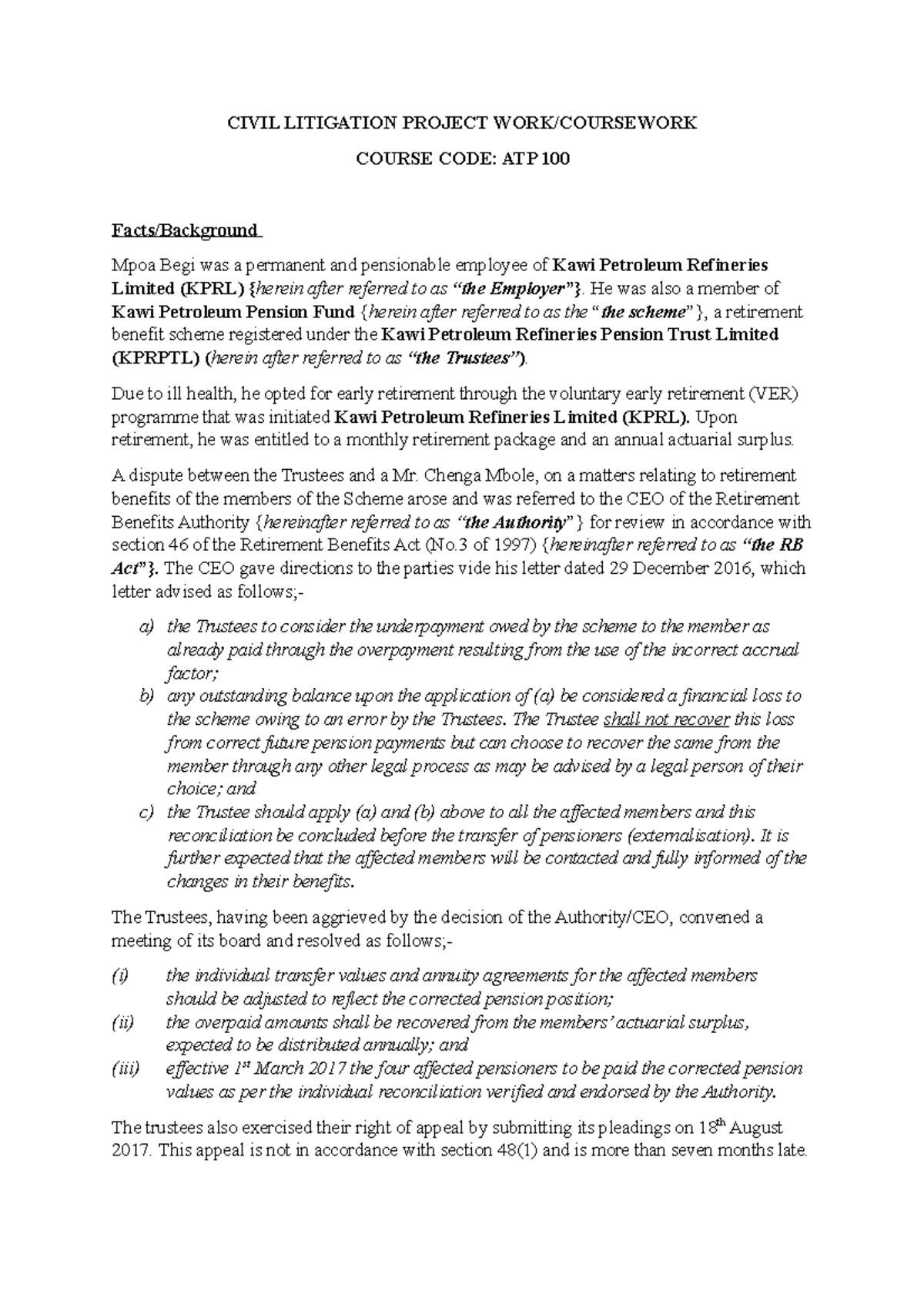 ARR - Civil Litigation Project WORK-1 - CIVIL LITIGATION PROJECT WORK ...