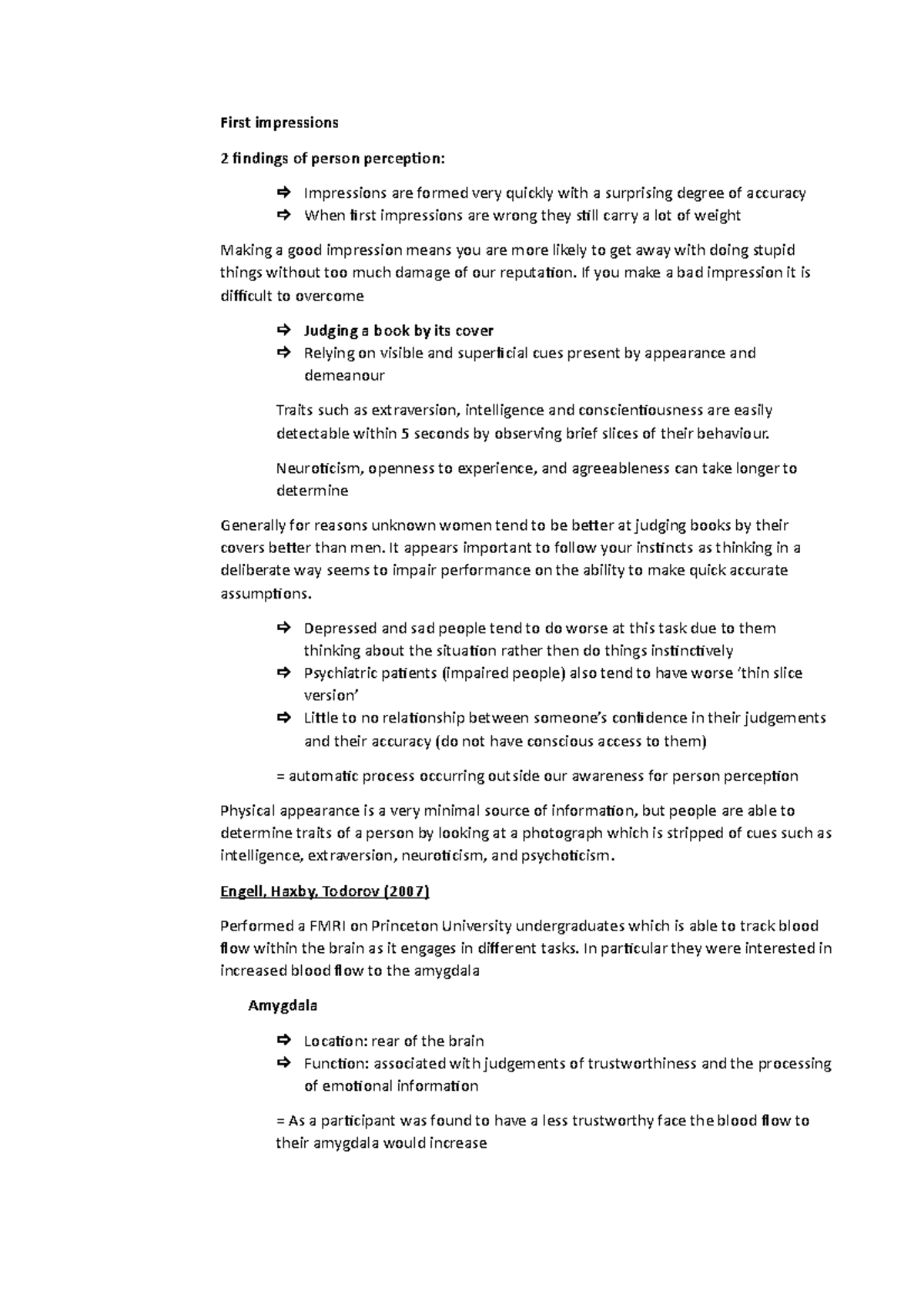 Week 2 - first impressions - First impressions 2 findings of person ...