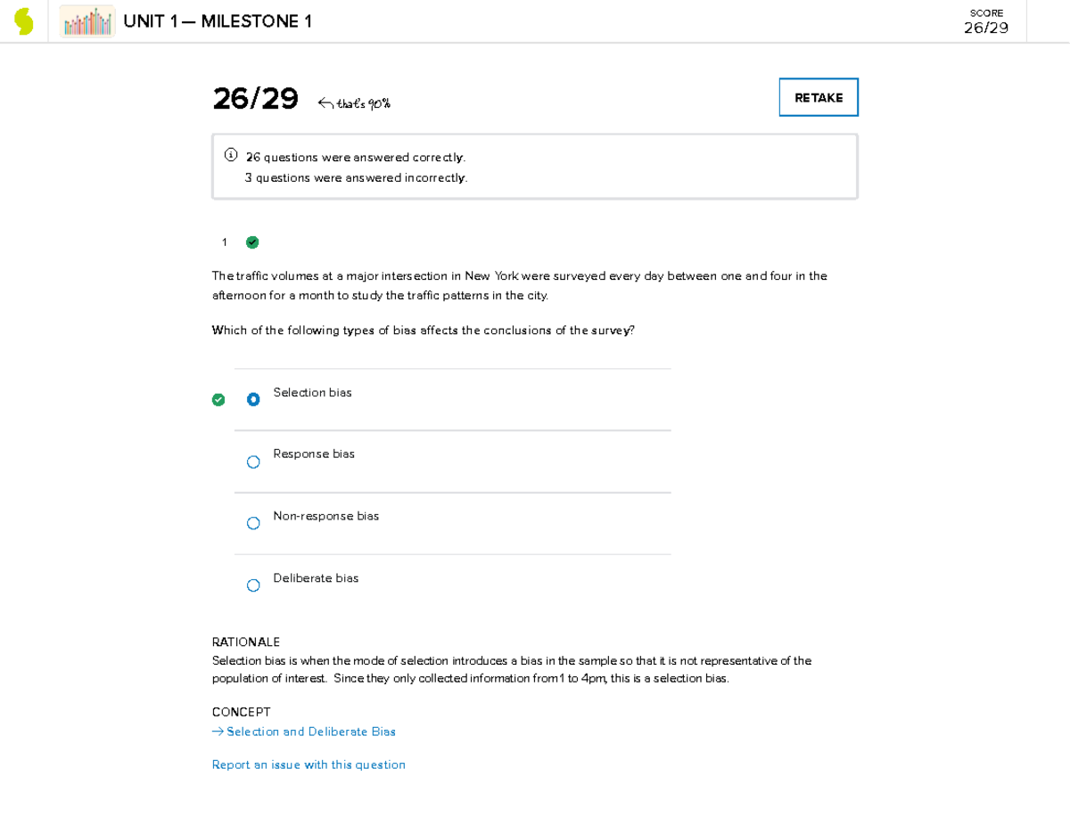Sophia introduction to statistics Milestone 1 - 1 CONCEPT Selection and ...