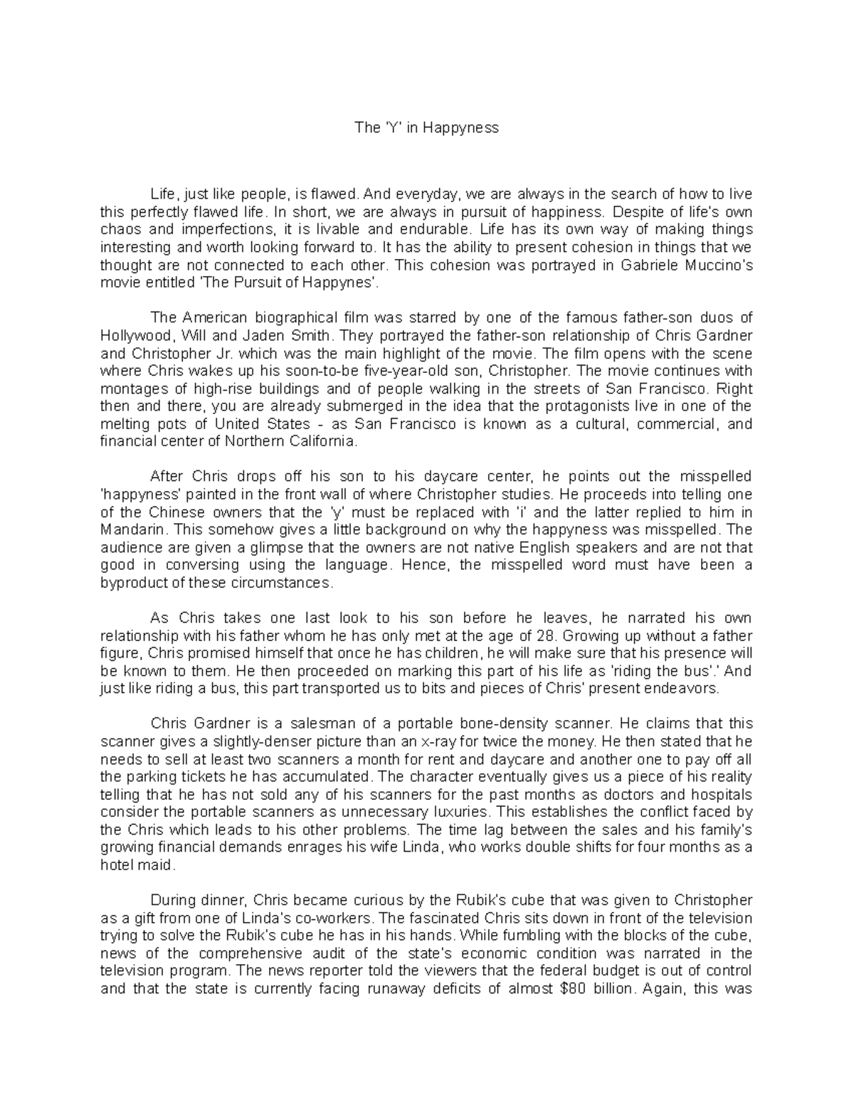 Movie Review - The Pursuit of Happyness - The ‘Y’ in Happyness Life ...