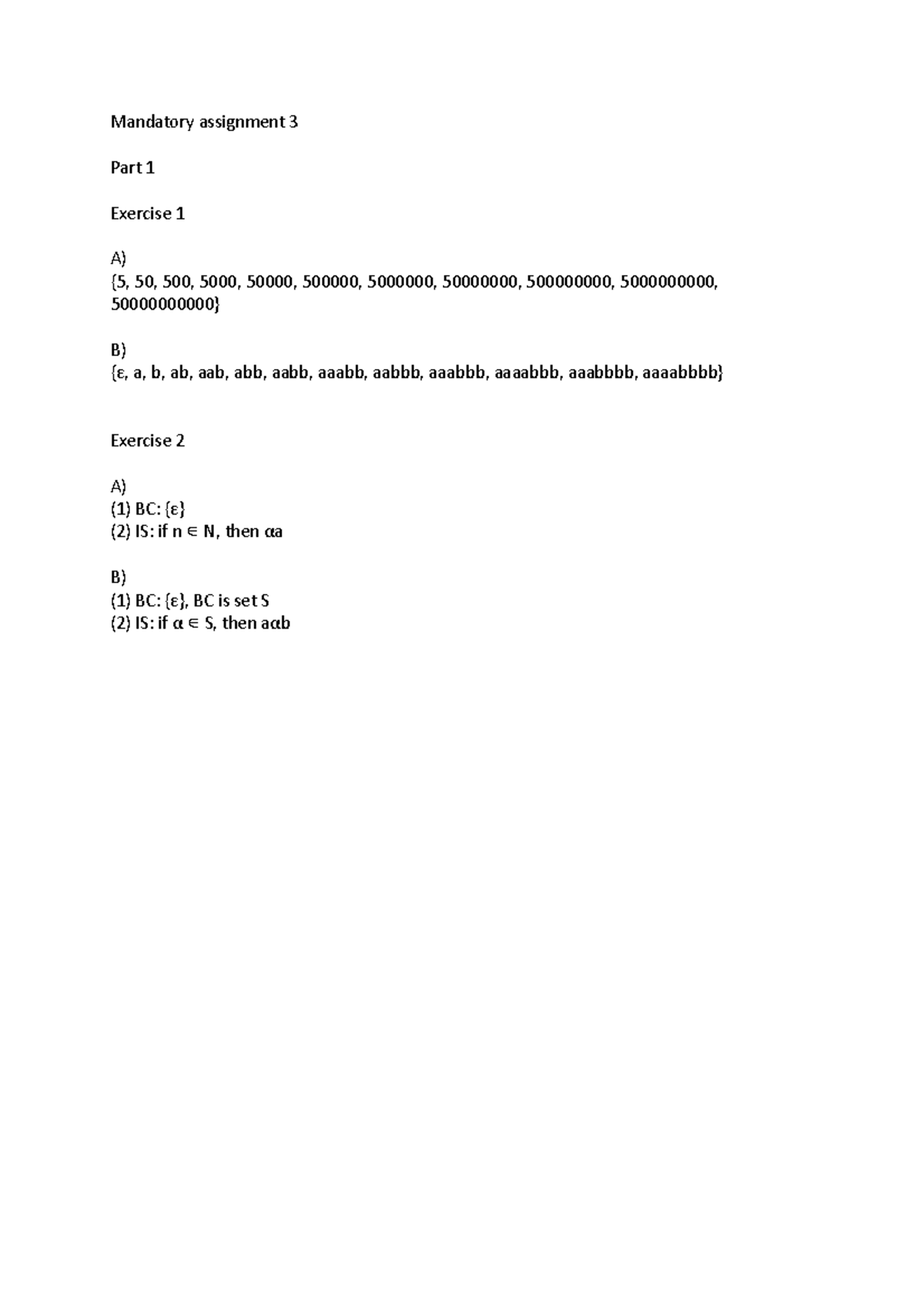 INFO104 serom 6440 mandatory assignment 3 - Mandatory assignment 3 Part 1 Exercise 1 A) {5, 50 ...